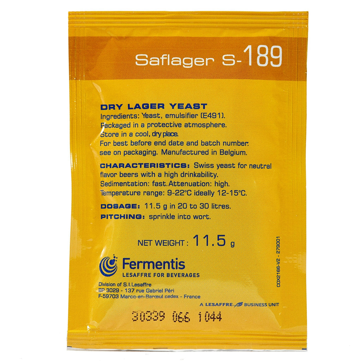 SafLager S-189 Lager Dry Yeast - Fermentis